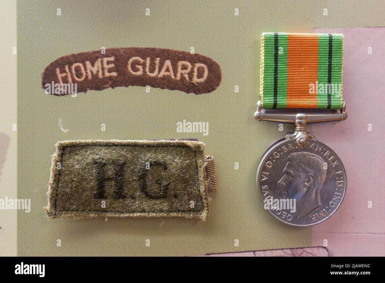 Home Guard shoulder tags and Defence Medal on display in Eden Camp ...