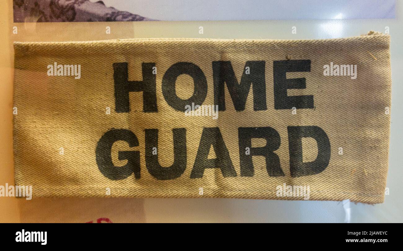 Local Defence Volunteer or LDV (Home Guard) arm band on display in the ...