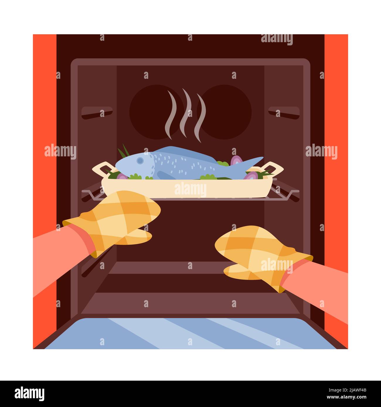Grilled fish roasted vegetable Stock Vector Images - Alamy