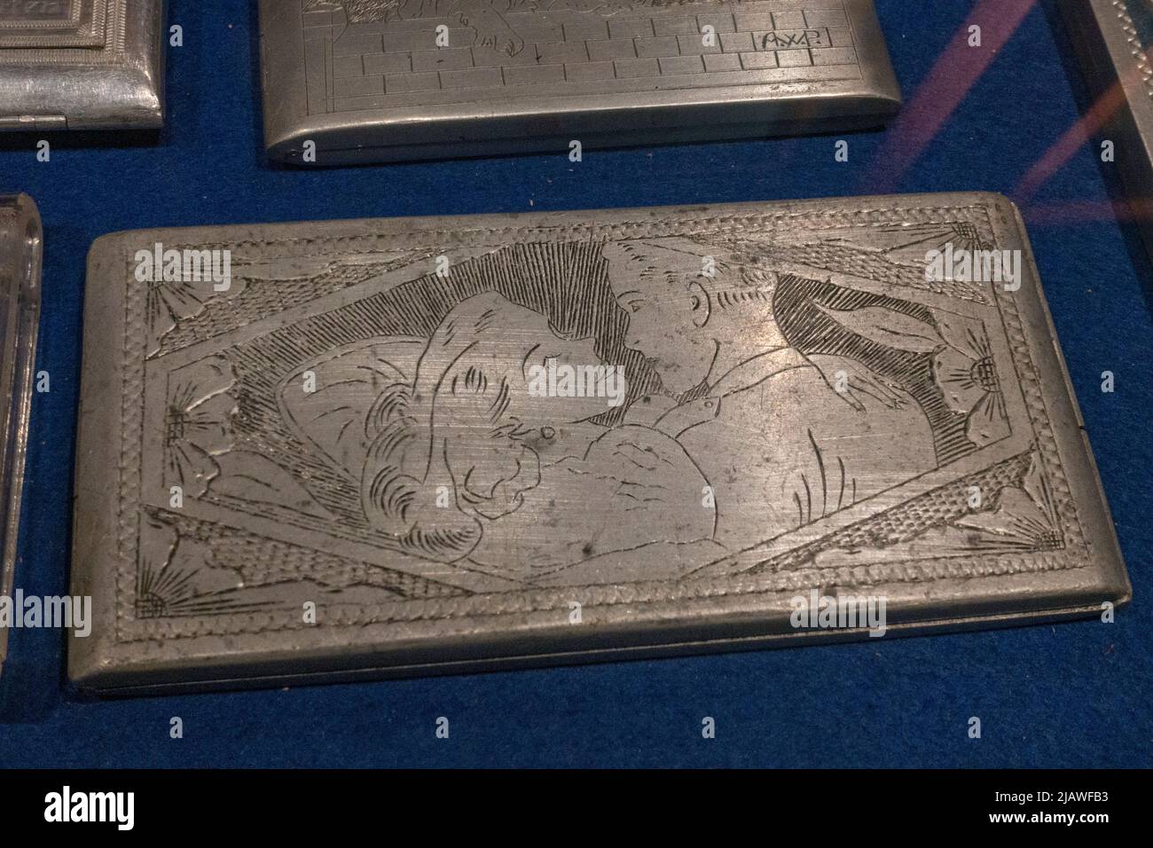 Aluminium mess tim engraved by an Italian POW held at Eden Camp, Eden ...