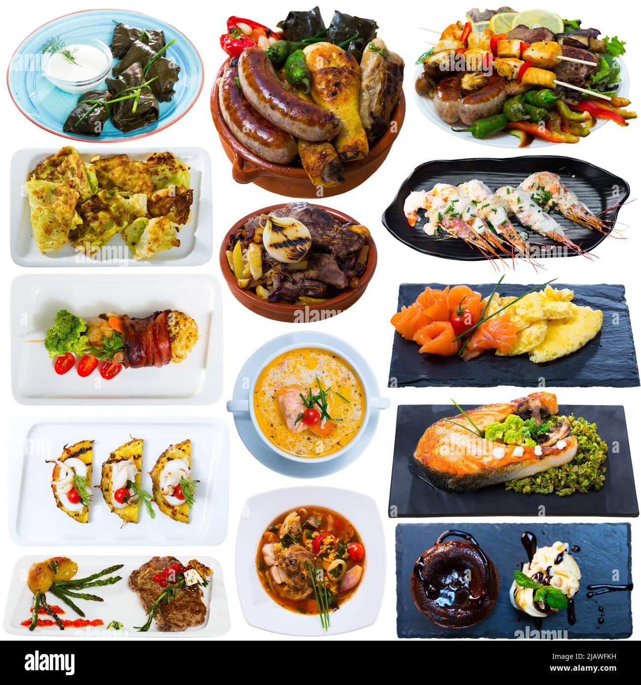 Plates delicious fresh dishes on Cut Out Stock Images & Pictures - Alamy