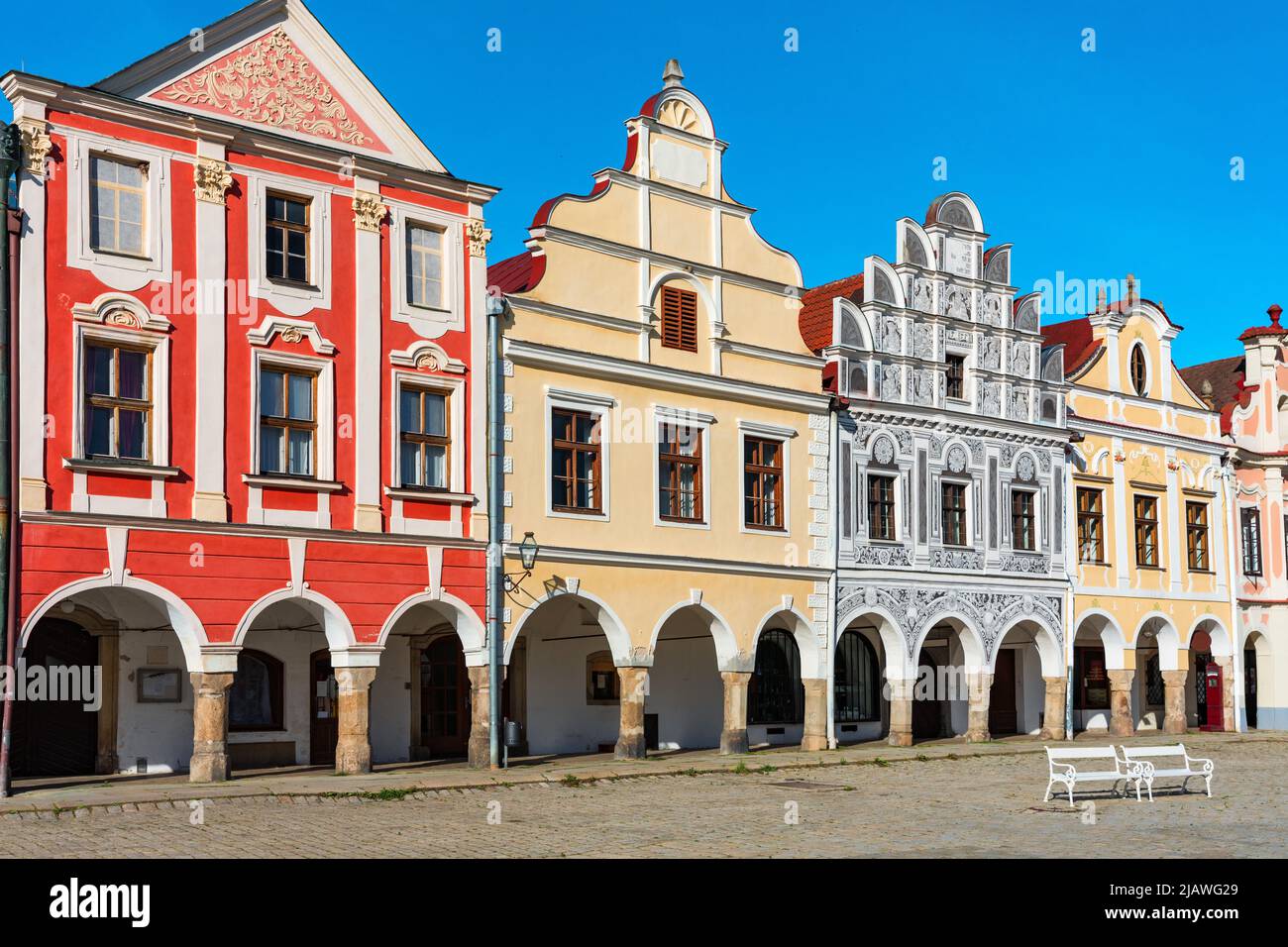 Czech town of Telc with famous Main Square (UNESCO World Heritage Site ...