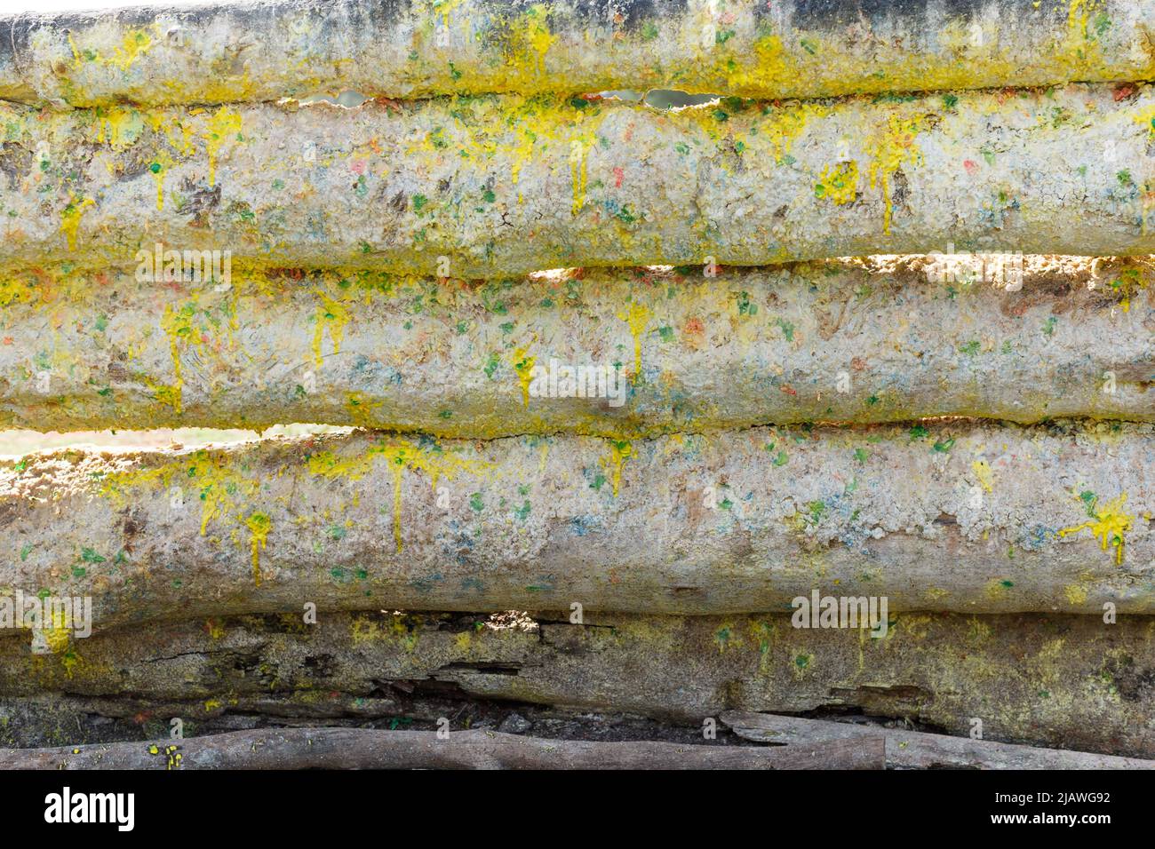 Wooden obstacles with traces of marker guns Stock Photo - Alamy