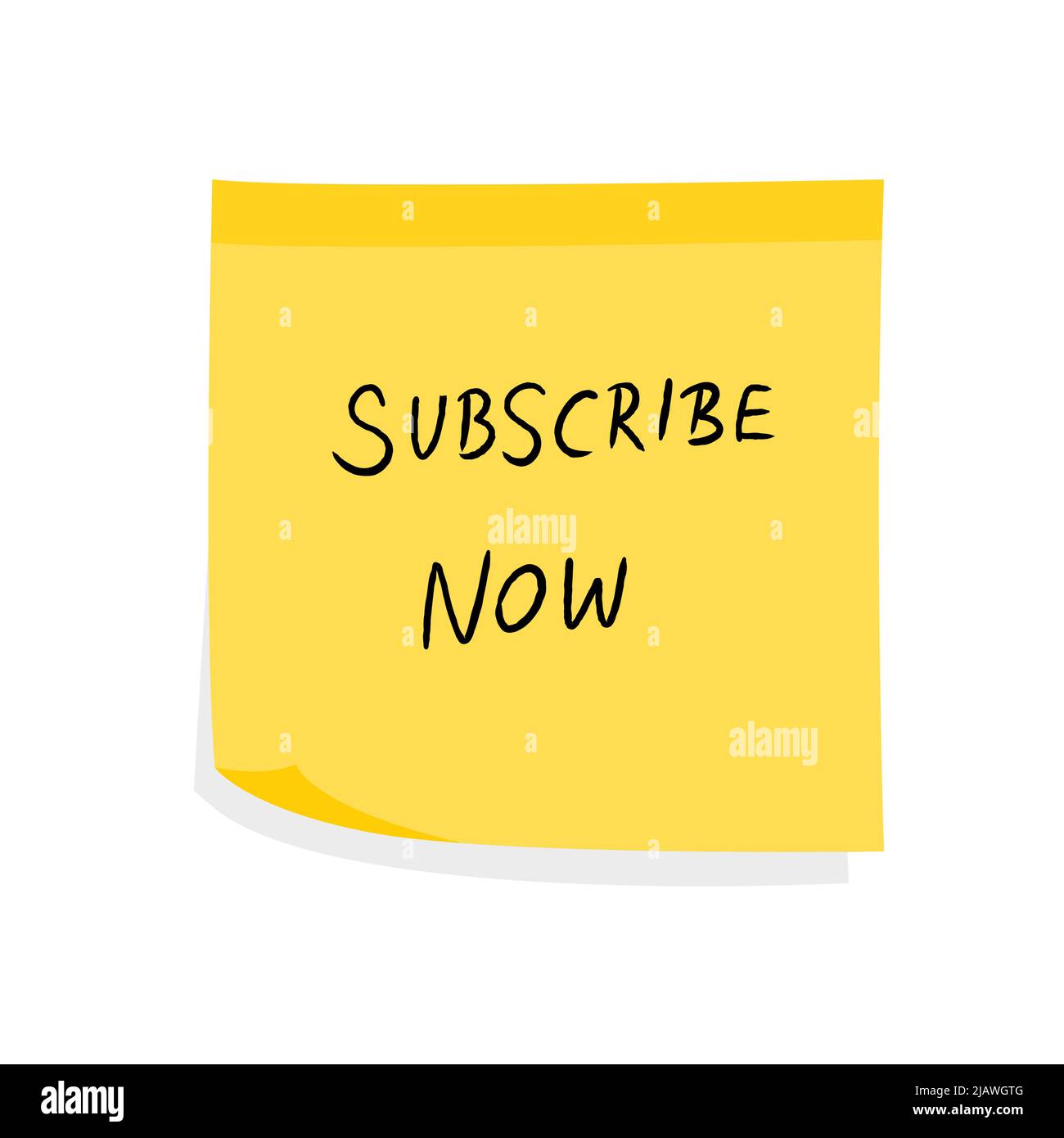 Subscribe now sign. Yellow sticky note message. Paper sign Stock Vector ...