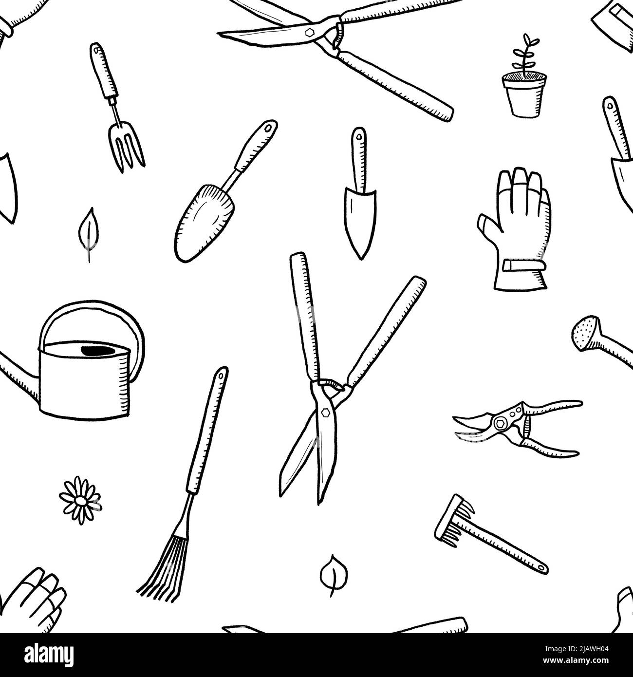Gardening tools seamless pattern. Garden hobby vector texture ...