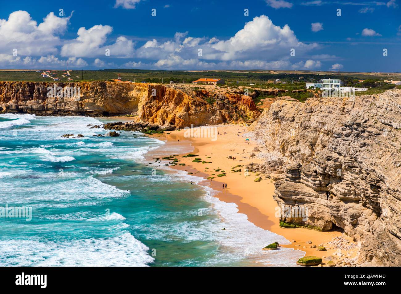 Panorama view of Praia do Tonel (Tonel beach) in Cape Sagres, Algarve ...