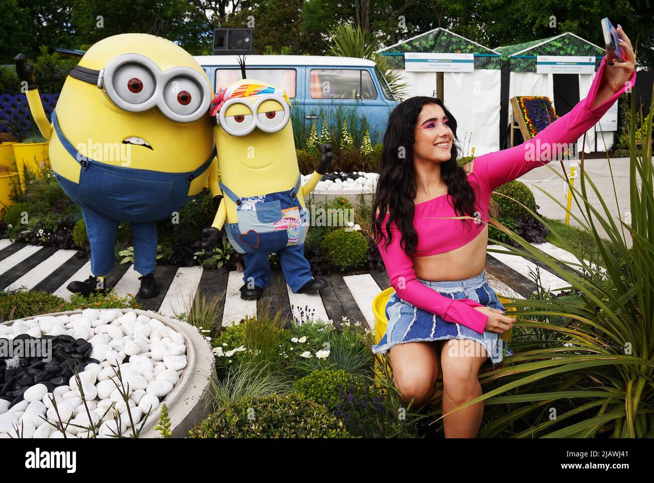 Eurovision star Brooke Scullion with 'Stu and Kevin' in a garden ...