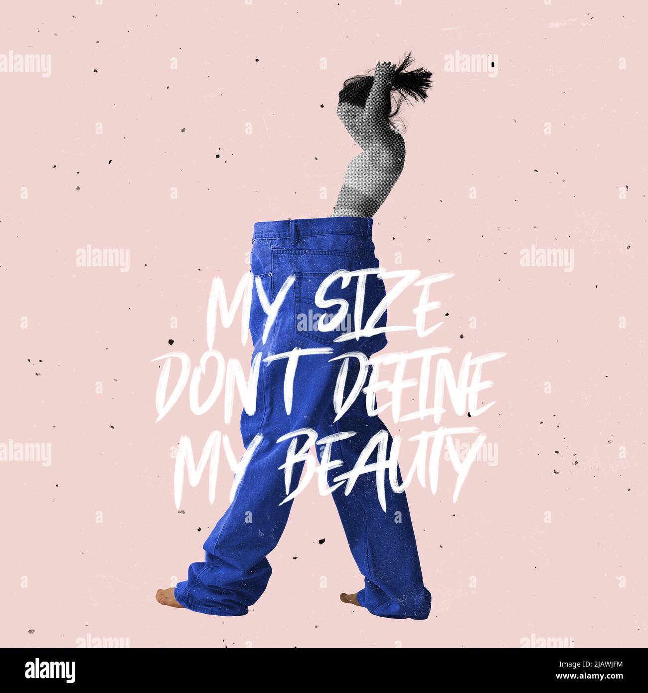 Contemporary art collage. Conceptual image of slender young girl in ...