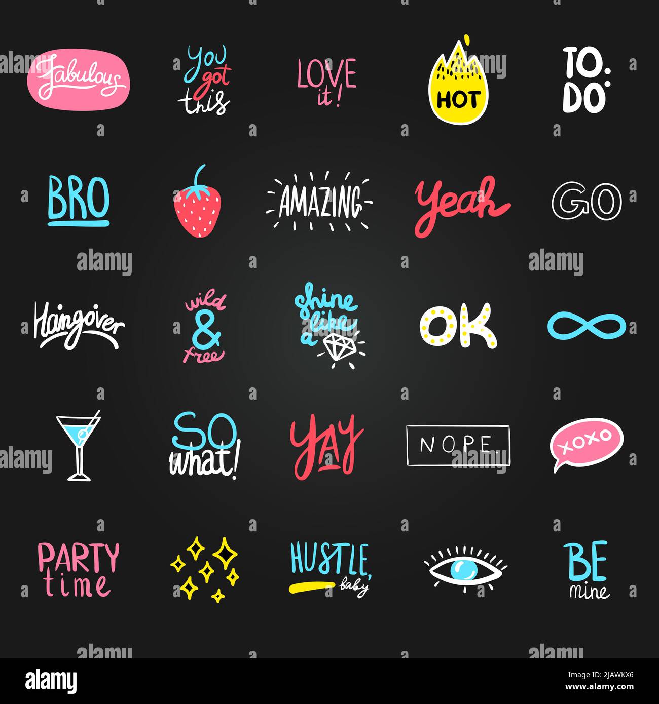 Chalkboard stickers set of twenty five isolated colorful labels with ...