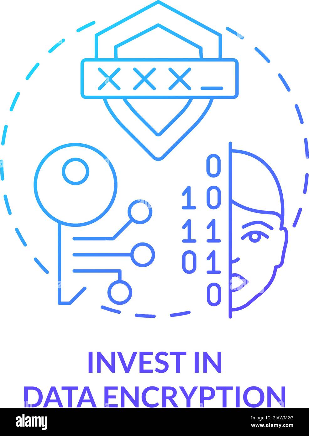 Invest in data encryption blue gradient concept icon Stock Vector Image ...