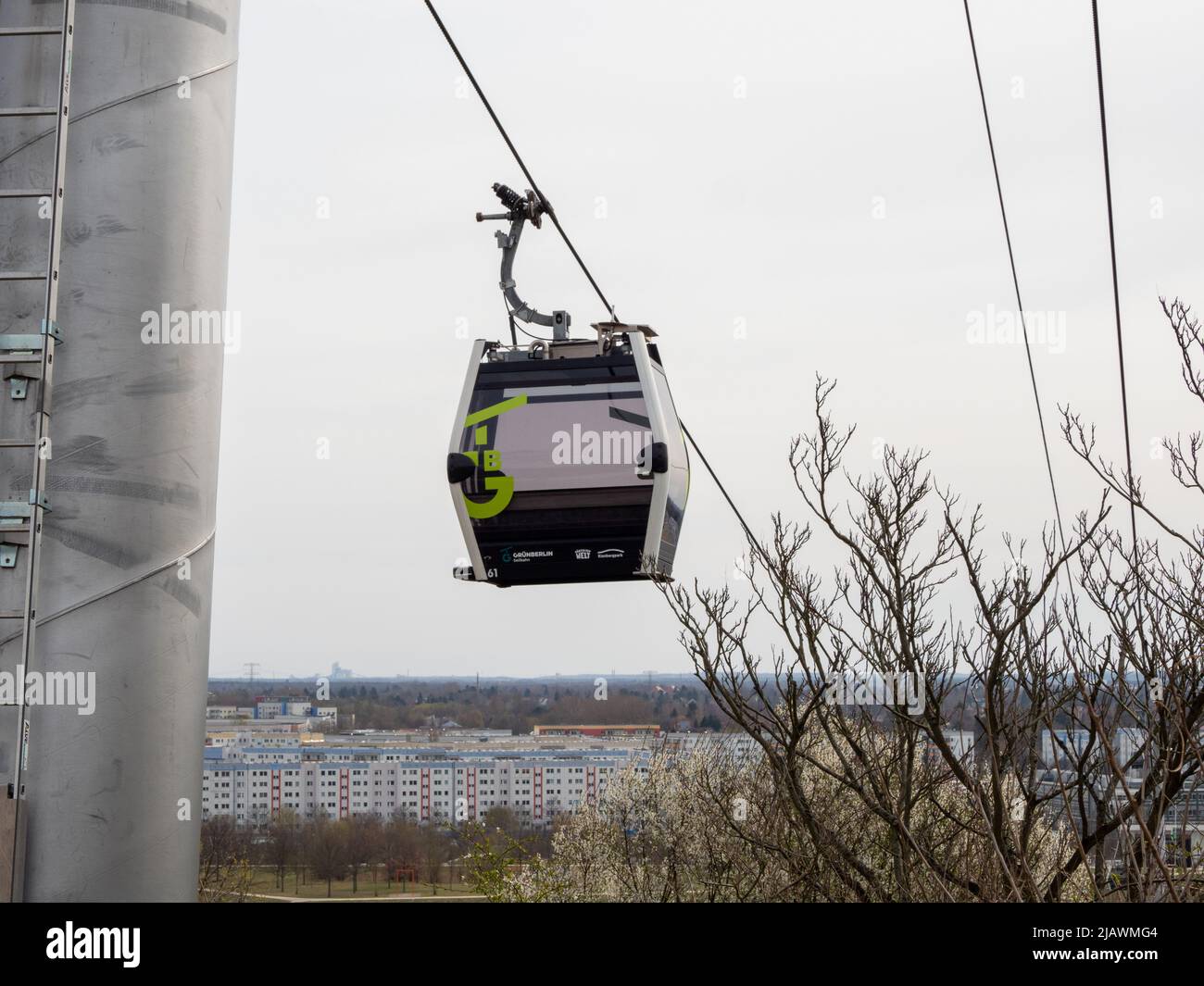 BERLIN - GERMANY - APRIL 01, 2022 Cable car cabin. funicular up the ...