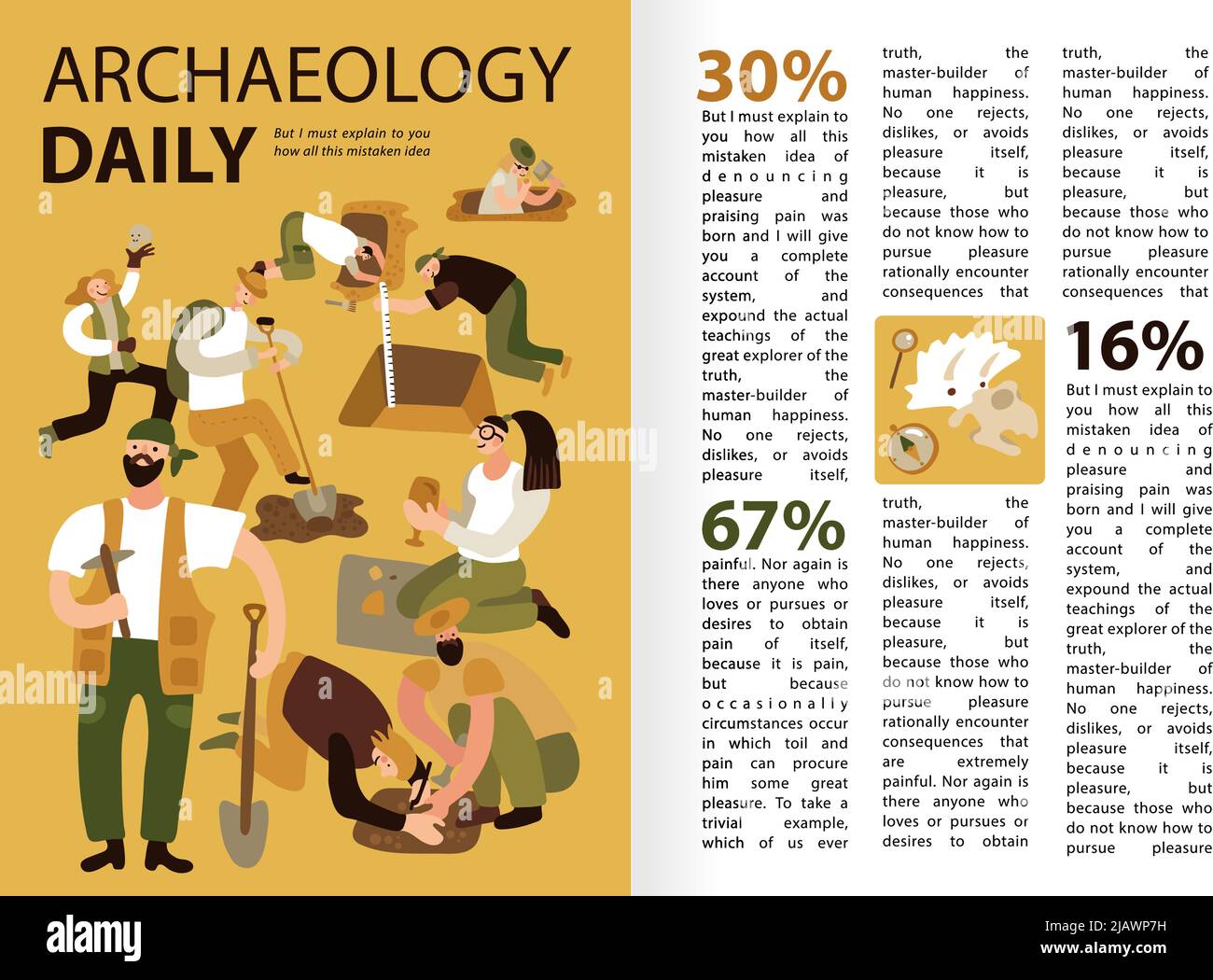 Archaeologists daily work infographic presentation with tasks ...