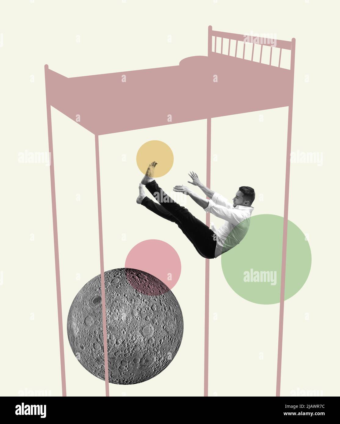 Sleeping man falls into dream, flies and soars in invented world ...