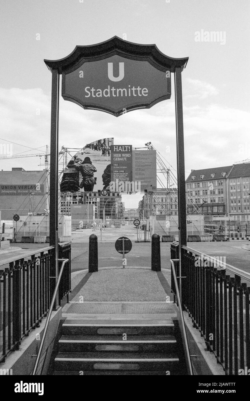 Stadtmitte Underground entrance Friedrichstrasse in 1995 Stock Photo ...