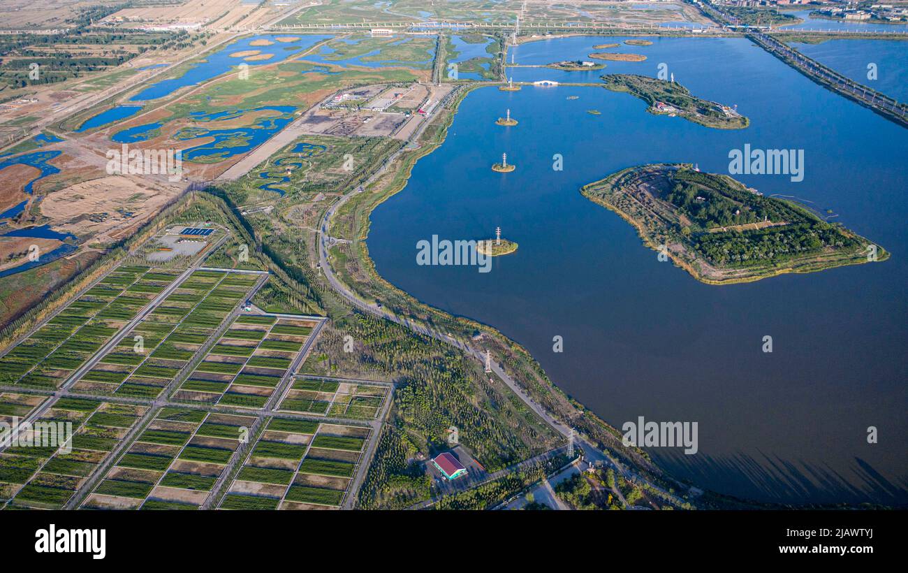 Shizuishan. 30th May, 2022. Aerial photo taken on May 30, 2022 shows ...