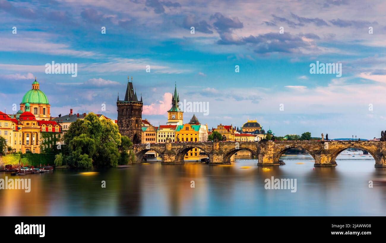 Charles Bridge in Prague in Czechia. Prague, Czech Republic. Charles ...