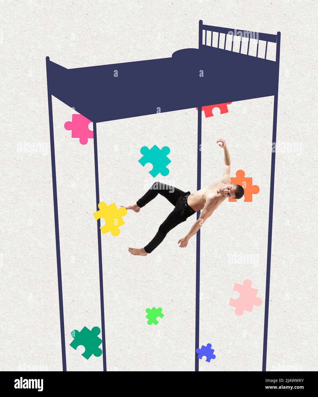 Sleeping man falls into dream, flies and soars in invented world ...