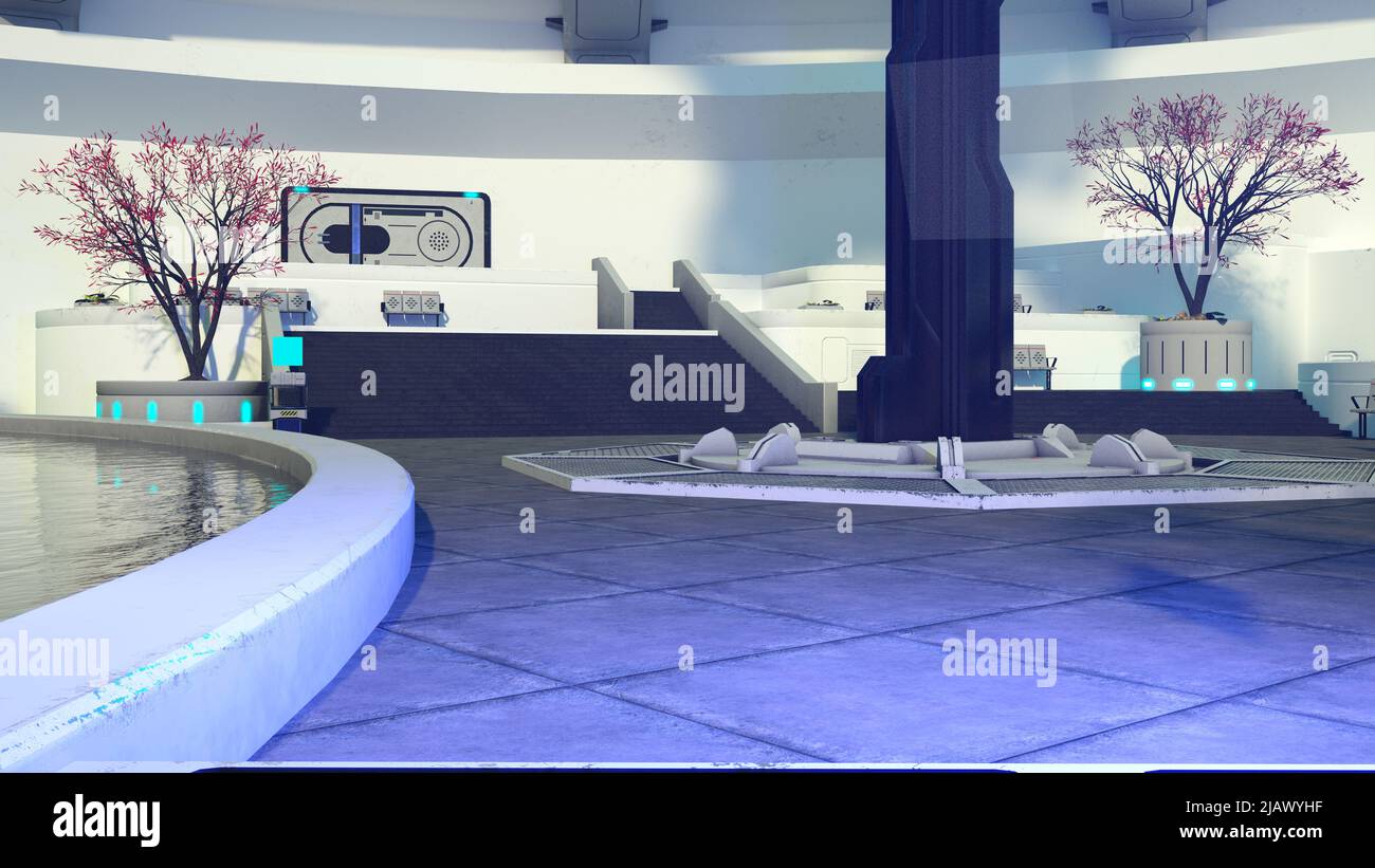 3D rendering of a futuristic science fiction square Stock Photo - Alamy