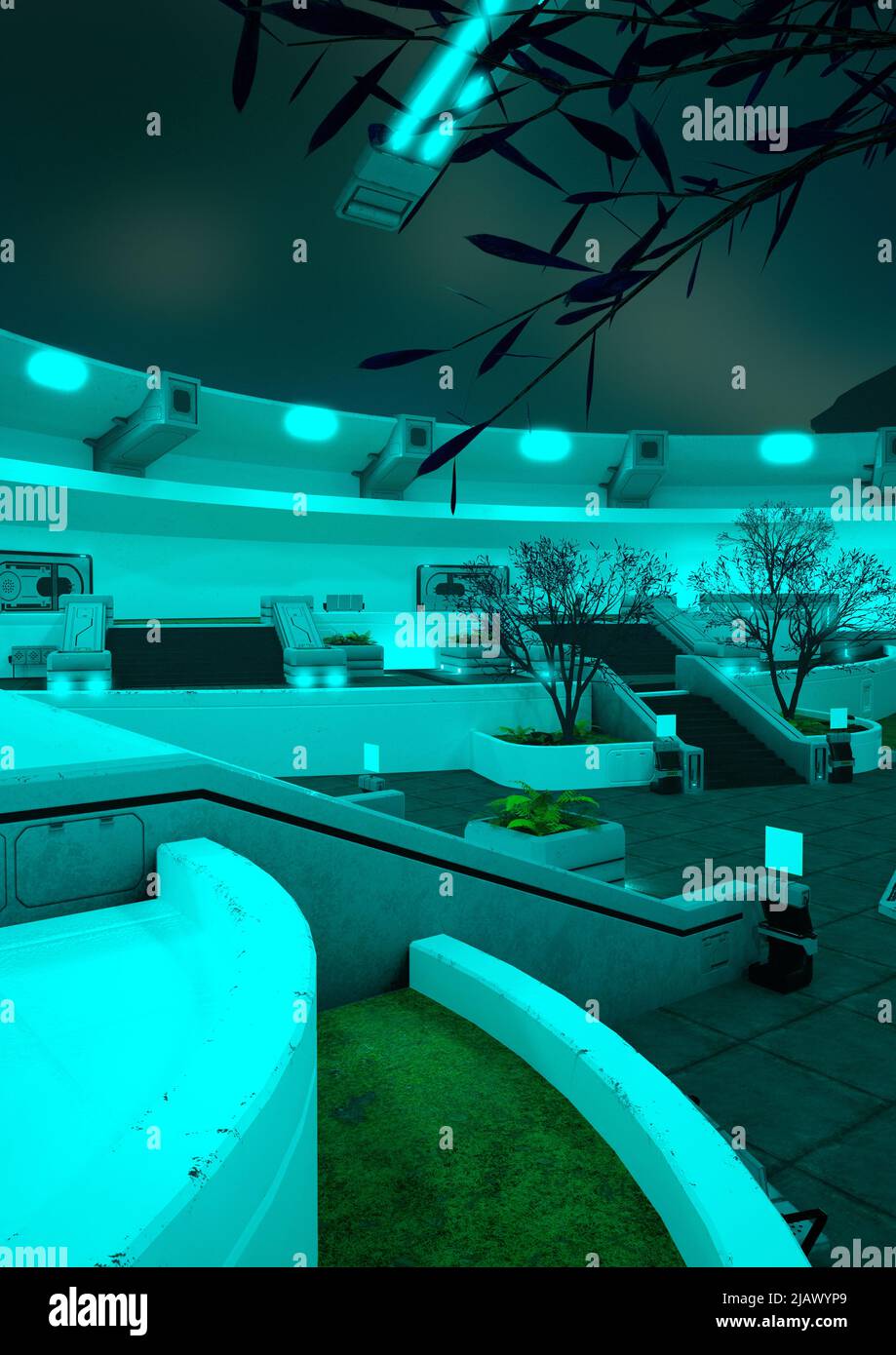 3D rendering of a futuristic science fiction square Stock Photo - Alamy