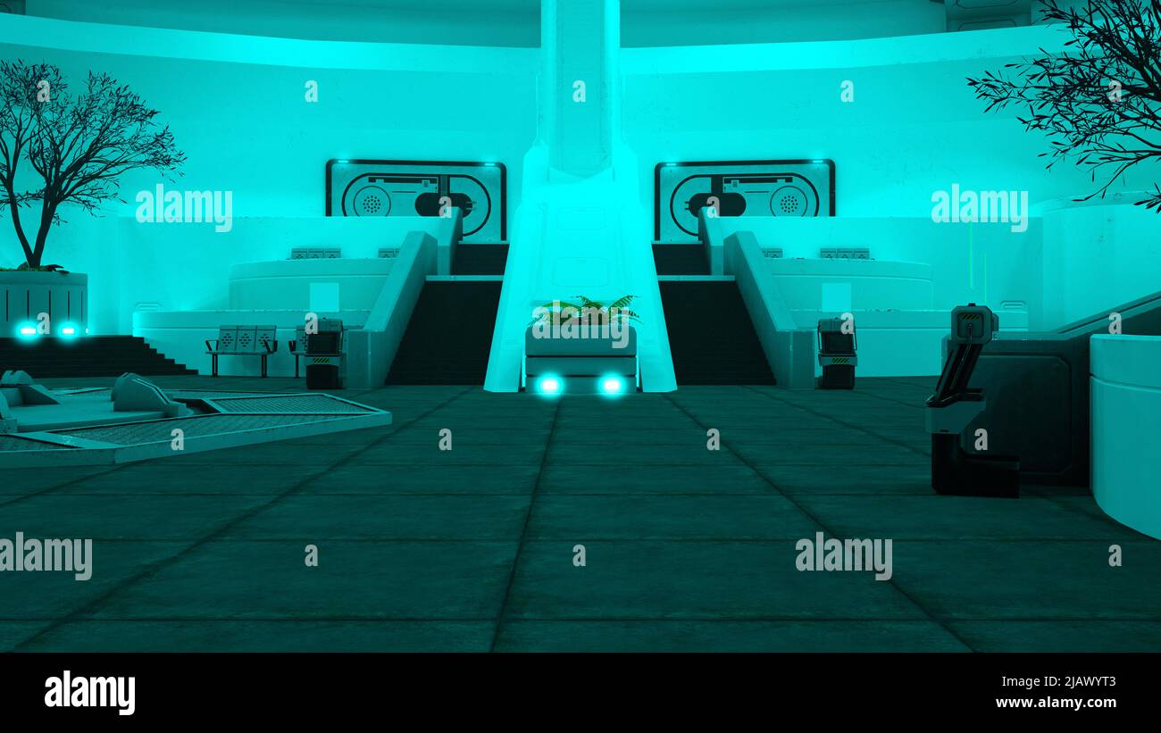 3D rendering of a futuristic science fiction square Stock Photo - Alamy