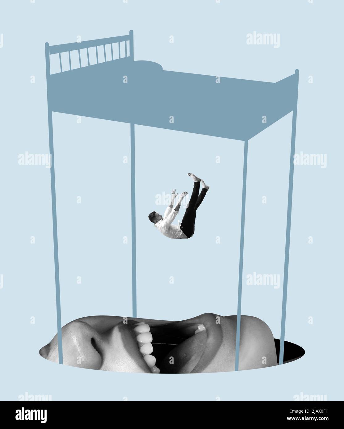 Person falls into dream, flies and soars in dreams and in invented ...