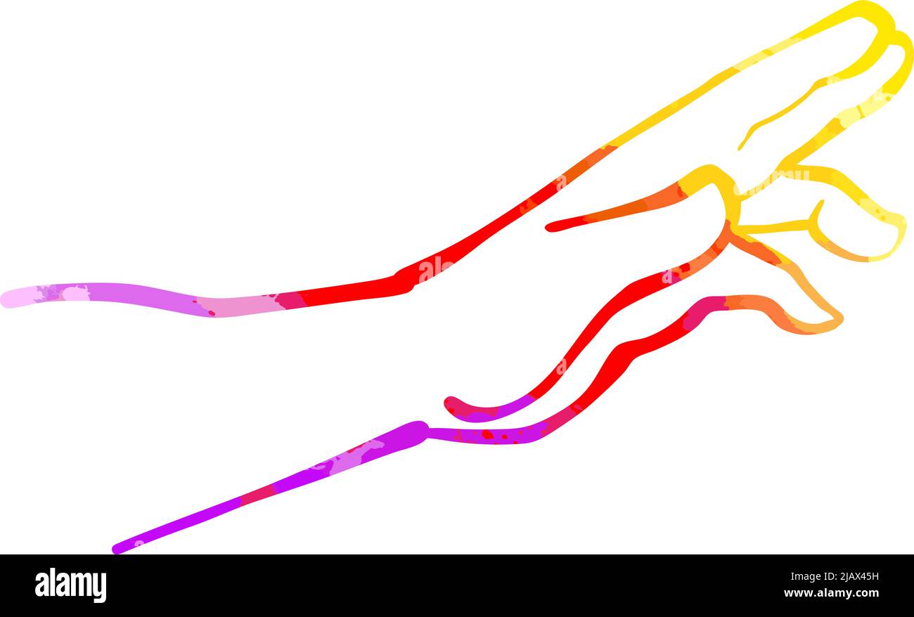 Showing Left Hand Side. Colorful human hand outline. Vector drawing ...