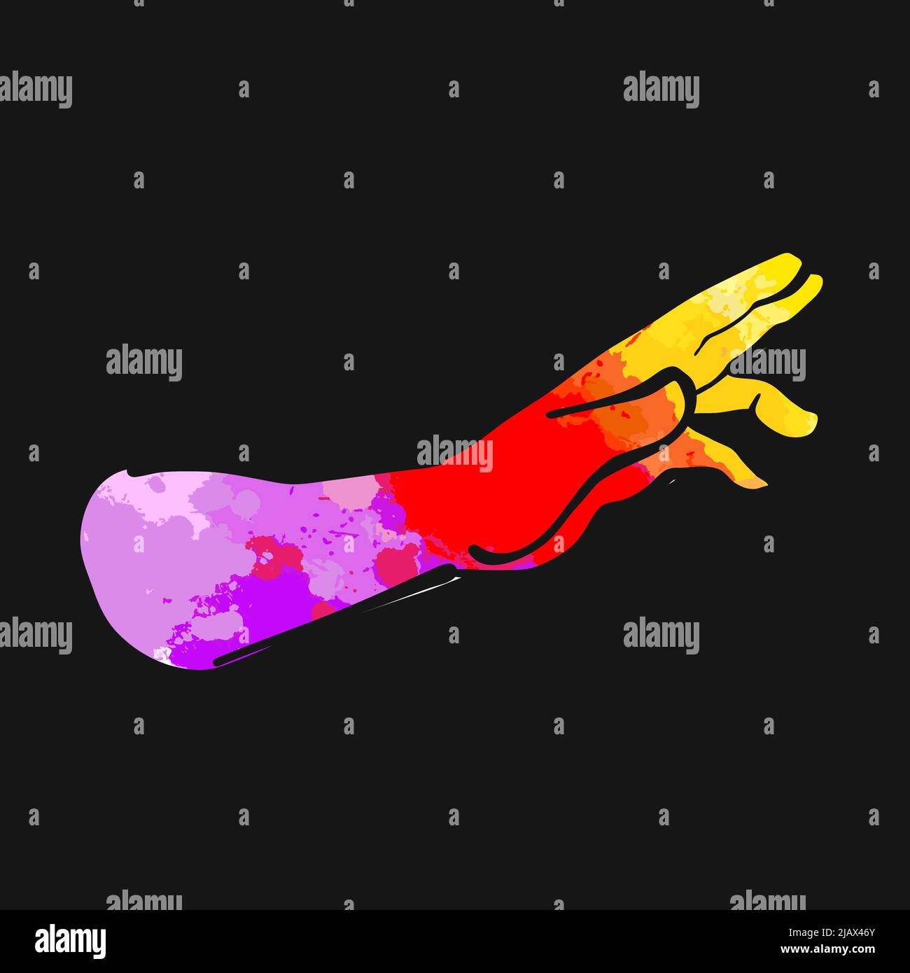 Showing Left Hand Side. hand drawn sketch. real human hand sign. vector ...