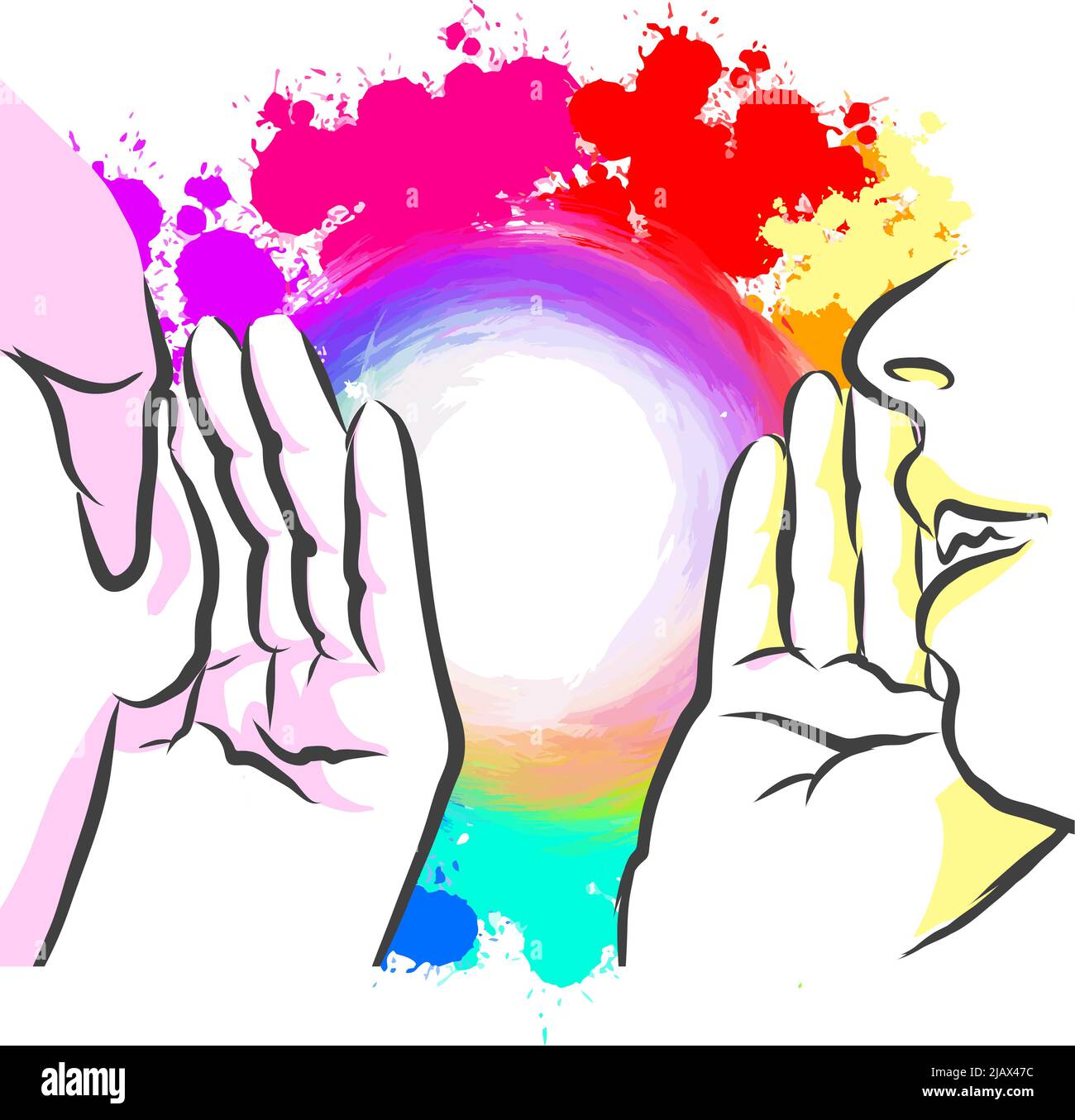 Gossip. Real drawing by hand. Colorful vector sign Stock Vector Image ...
