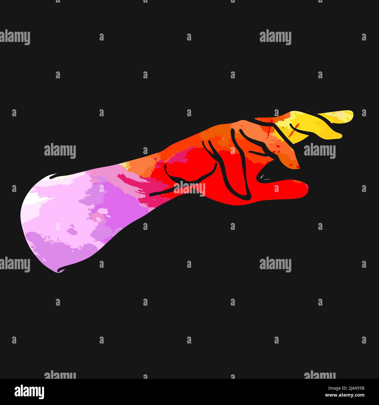 Creative Hand Sign. hand drawn sketch. real human hand sign. vector ...