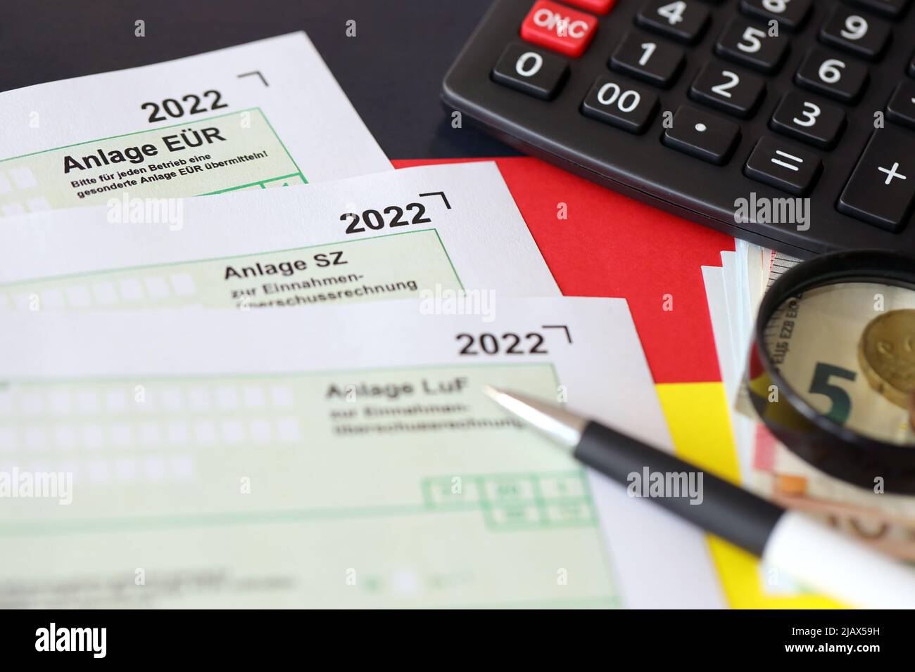German different tax declaration blank forms - Anlage EUR, Anlage SZ ...