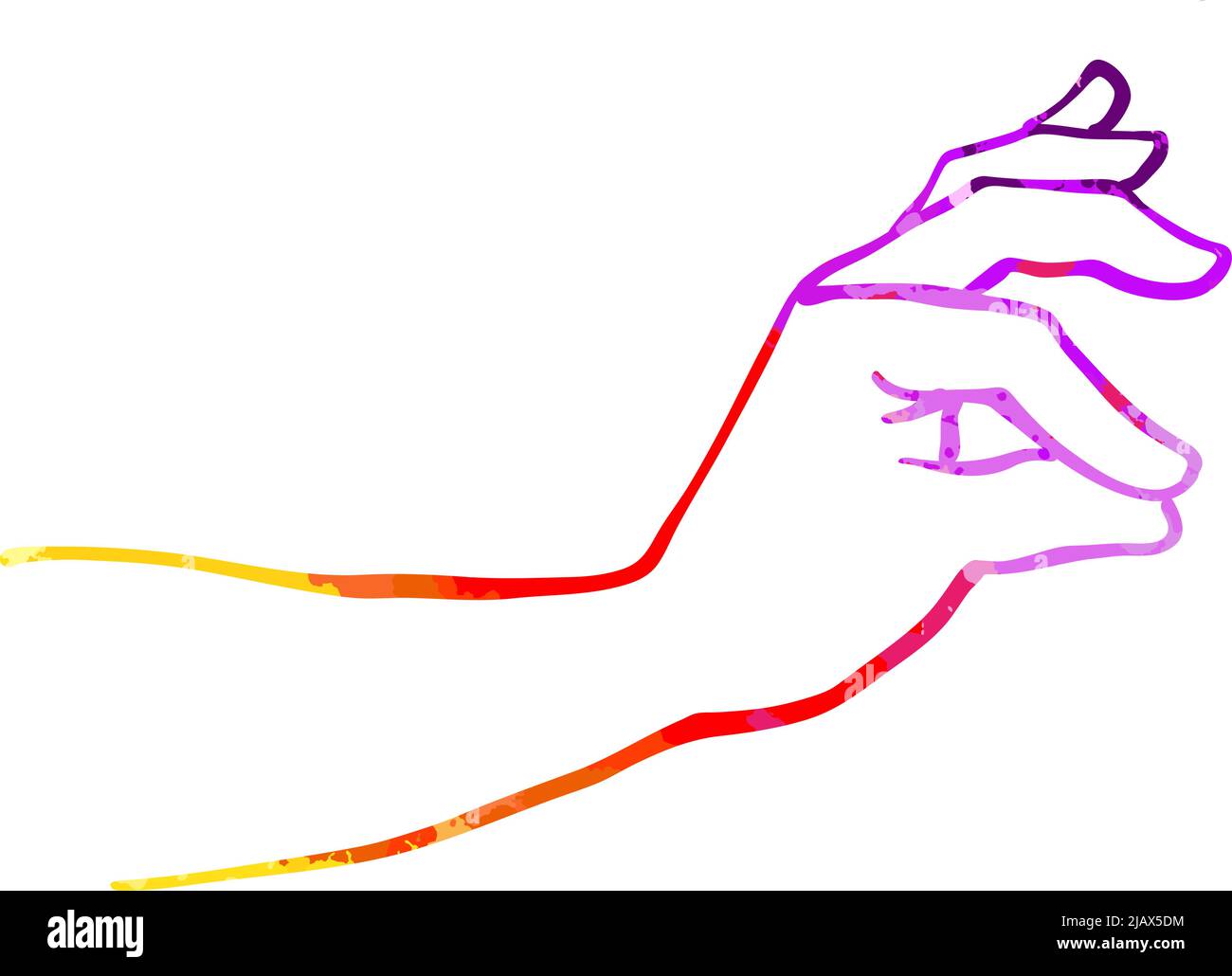 Hand Showing Little Sign. Colorful human hand outline. Vector drawing ...