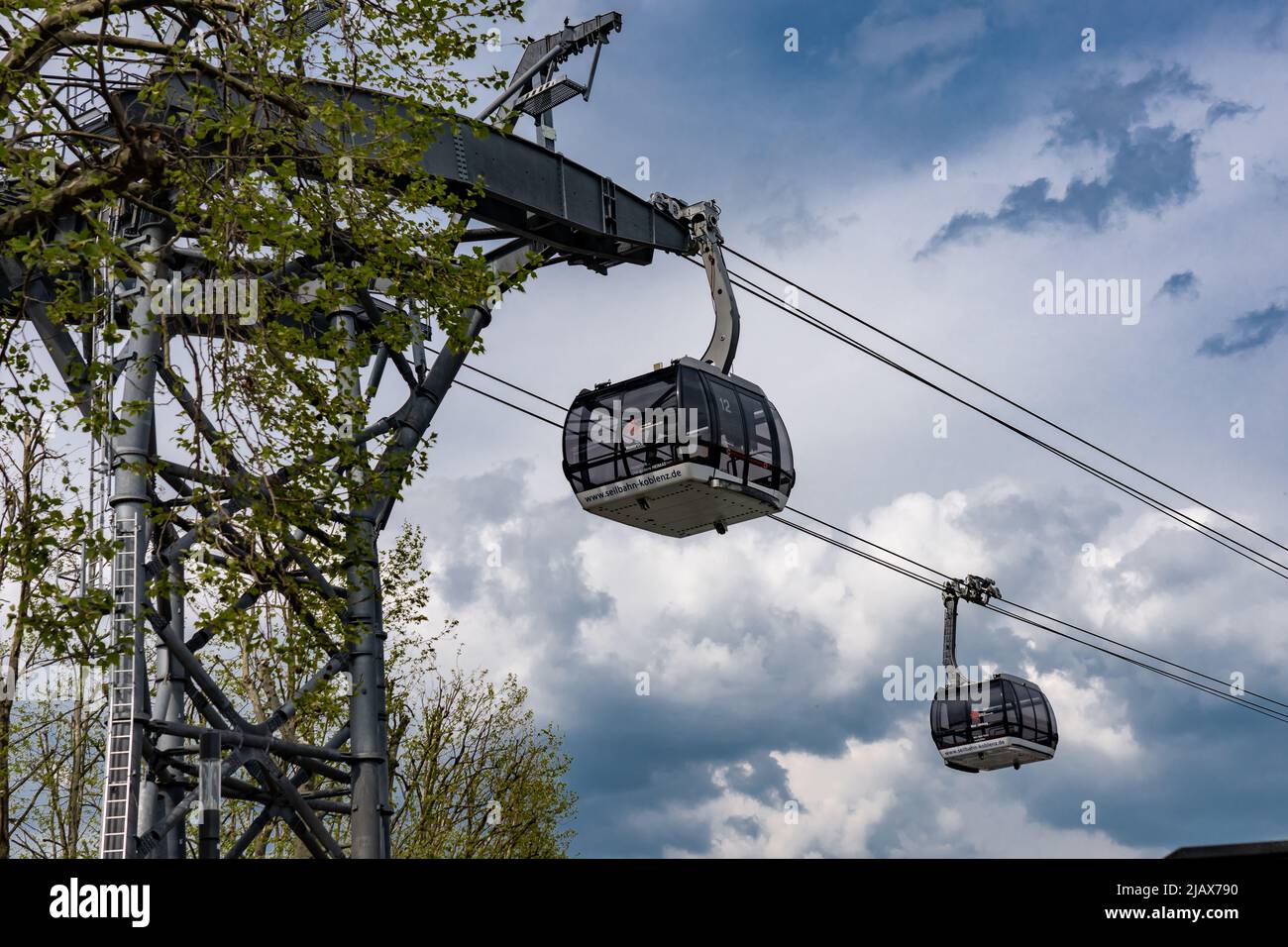 The Cologne Cable Car connects the two banks of the Rhine in Cologne ...