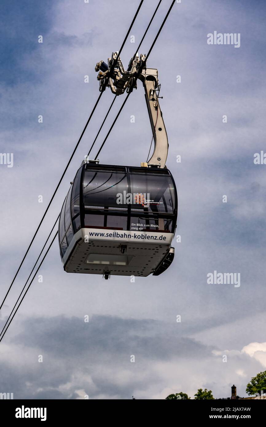 The Cologne Cable Car connects the two banks of the Rhine in Cologne ...