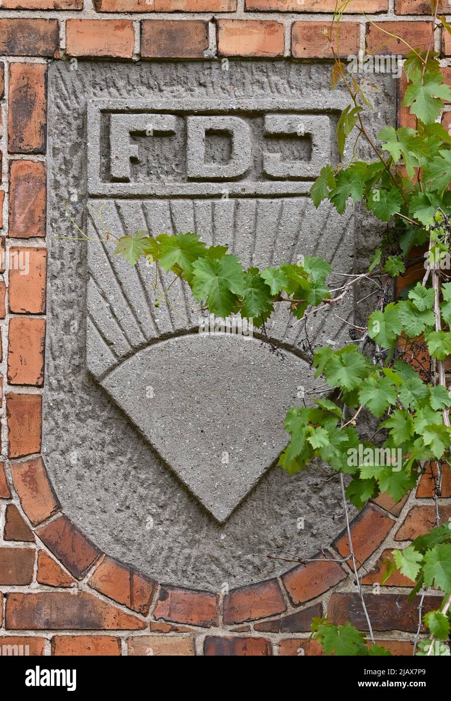 Wilhelmsaue, Germany. 28th May, 2022. The GDR symbol for the socialist ...
