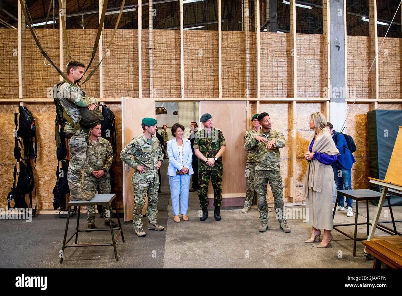 Dutch Queen Maxima during a working visit to the paratroopers at the ...