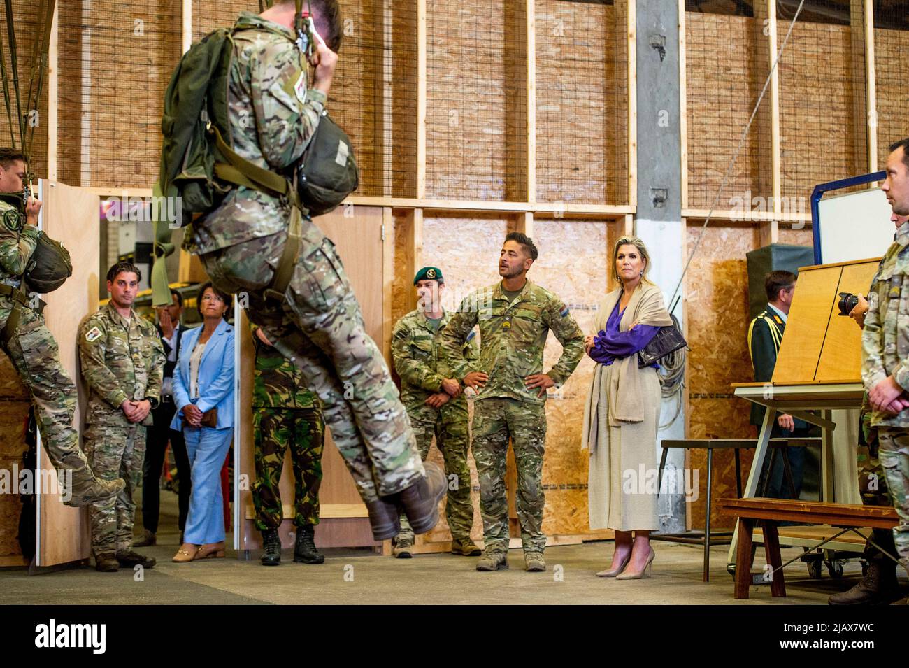 Dutch Queen Maxima during a working visit to the paratroopers at the ...