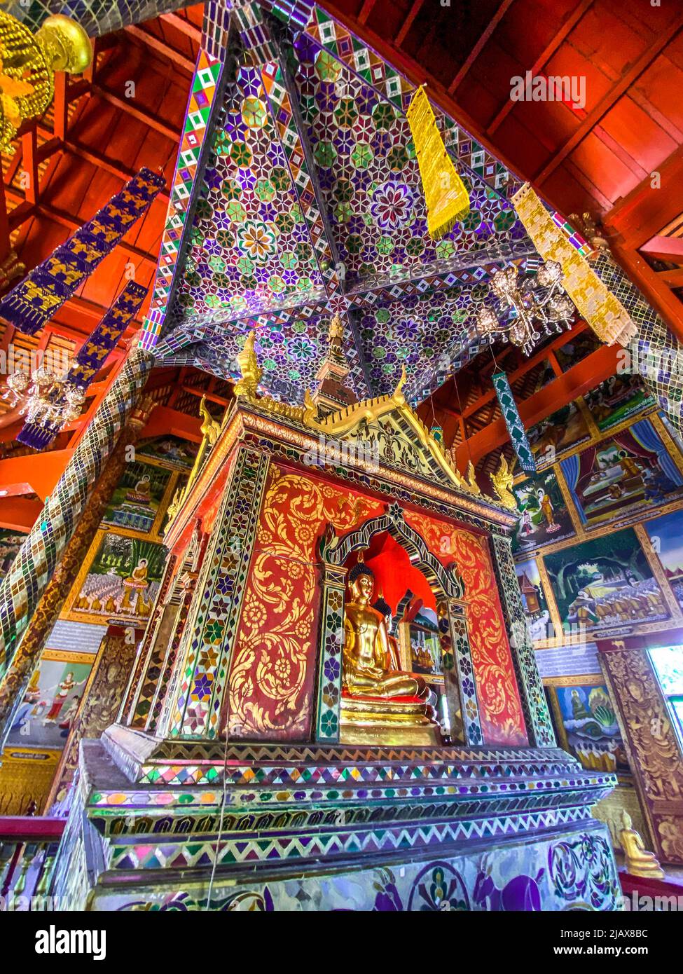 Wat Phra Phutthabat Tak Pha temple on top of the mountain in Lamphun ...