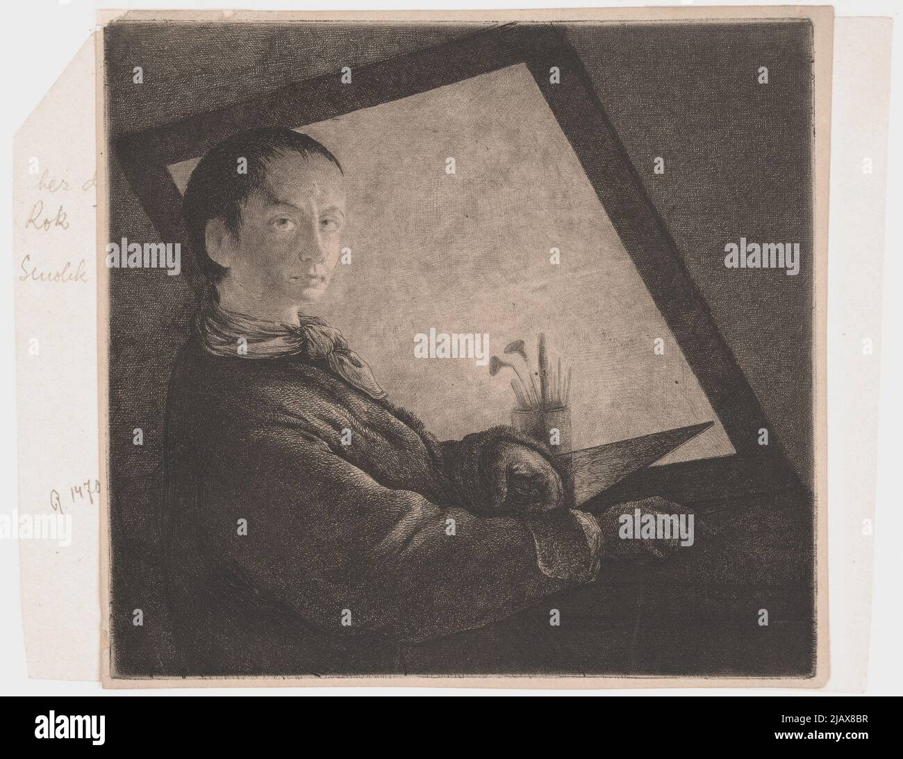Self portrait in front of the screen Norblin, Jan Piotr (1745 1830 ...