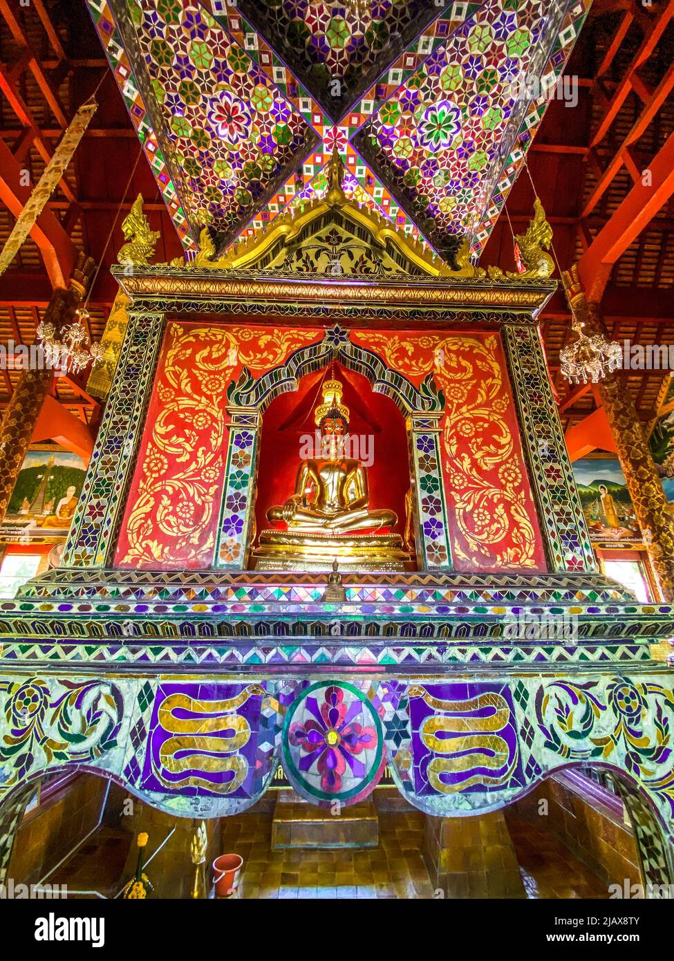 Wat Phra Phutthabat Tak Pha temple on top of the mountain in Lamphun ...
