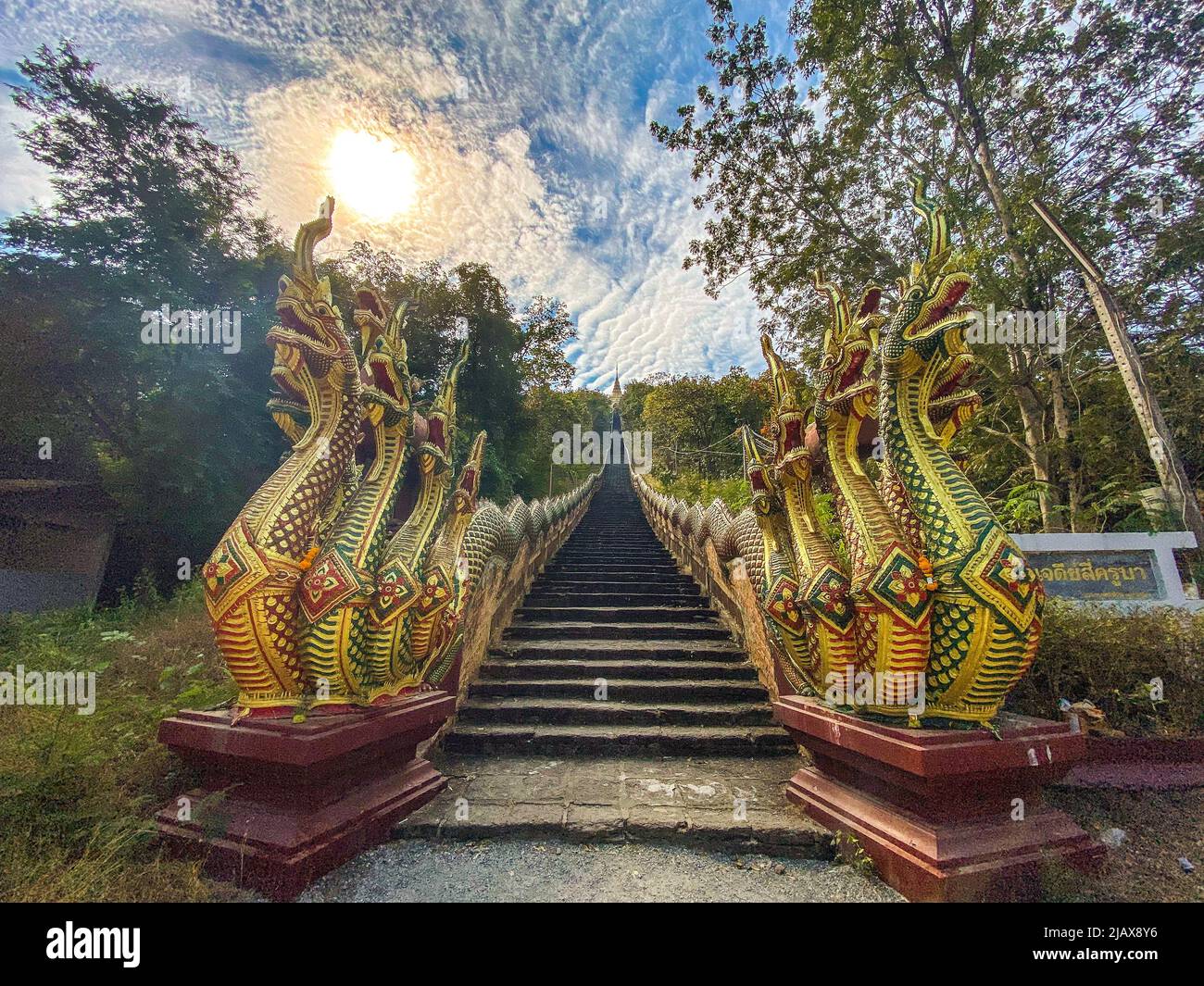 Wat Phra Phutthabat Tak Pha temple on top of the mountain in Lamphun ...