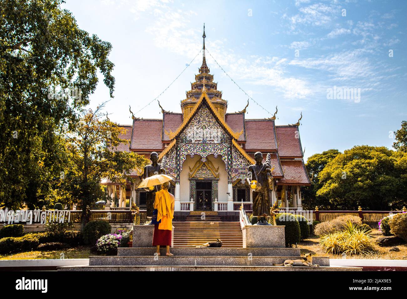 Wat Phra Phutthabat Tak Pha temple on top of the mountain in Lamphun ...