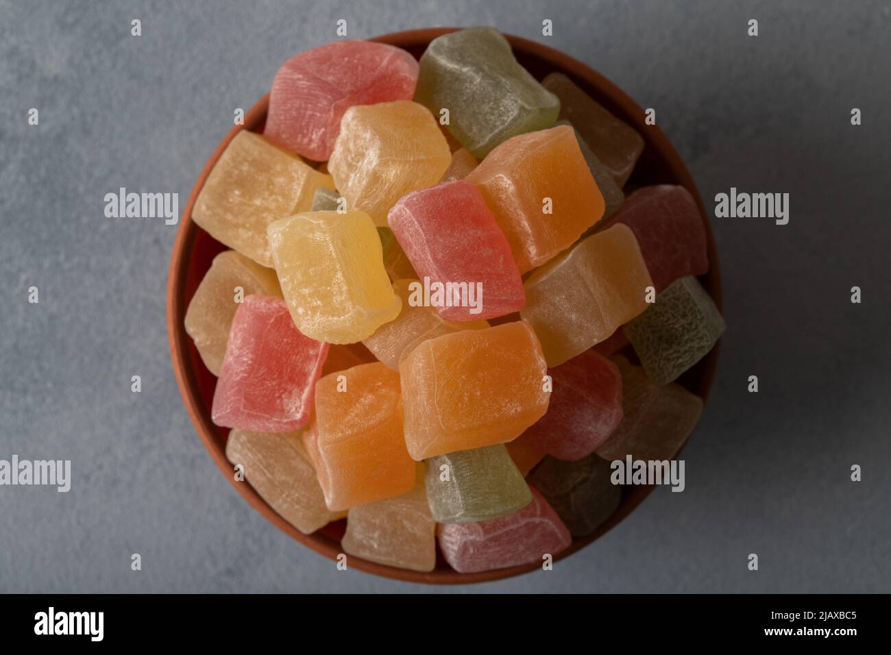 Traditional Turkish delight in bowls. Colorful Turkish delight on ...