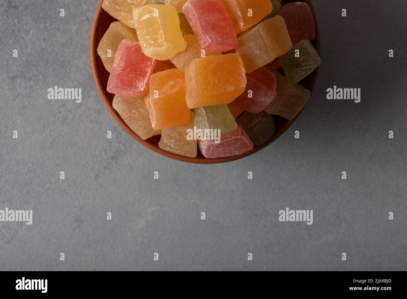 Traditional Turkish delight in bowls. Colorful Turkish delight on ...