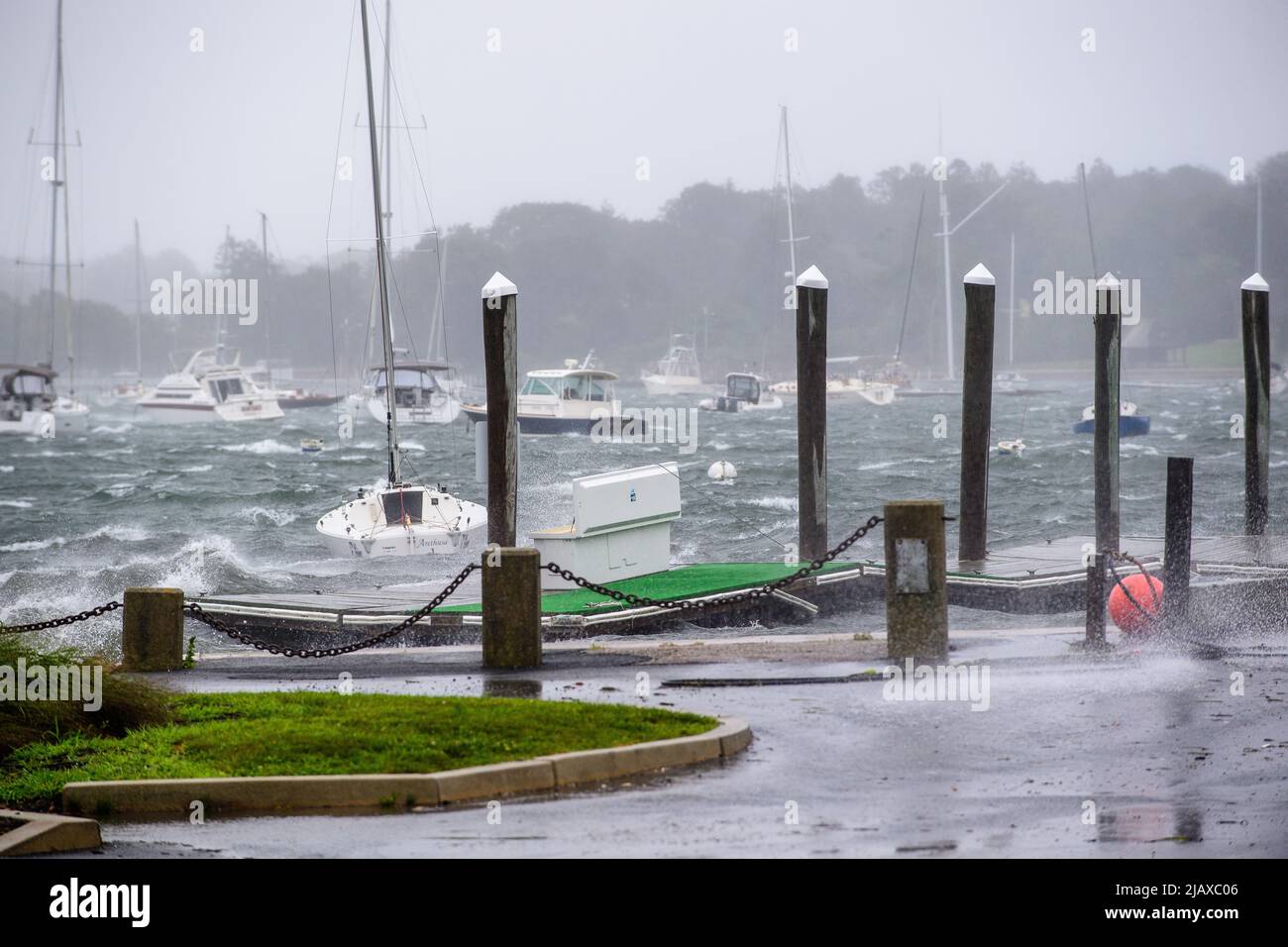 Stock photos of Tropical Storm Henri from 2021 hitting Newport, Rhode ...