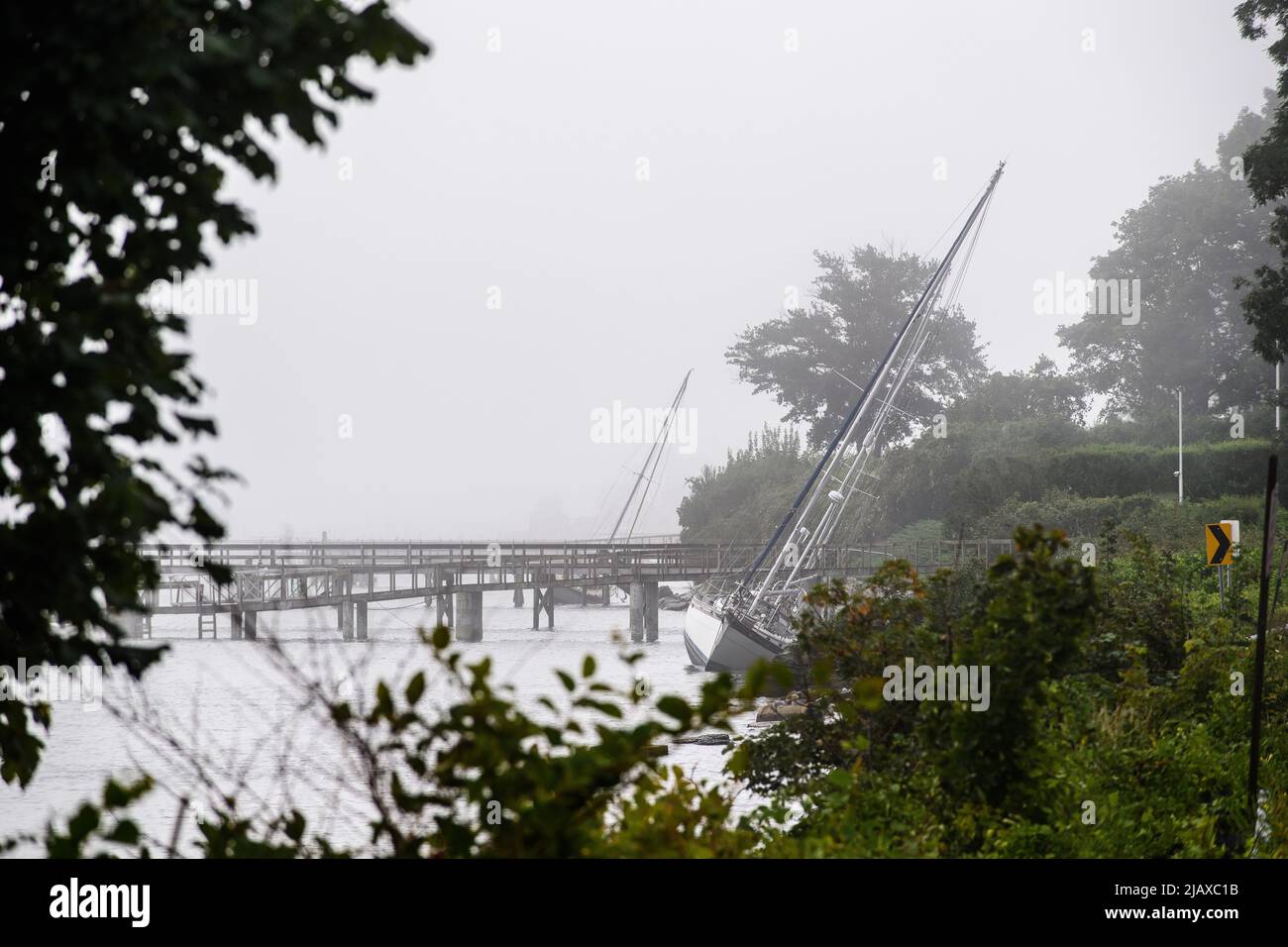 Stock photos of Tropical Storm Henri from 2021 hitting Newport, Rhode ...