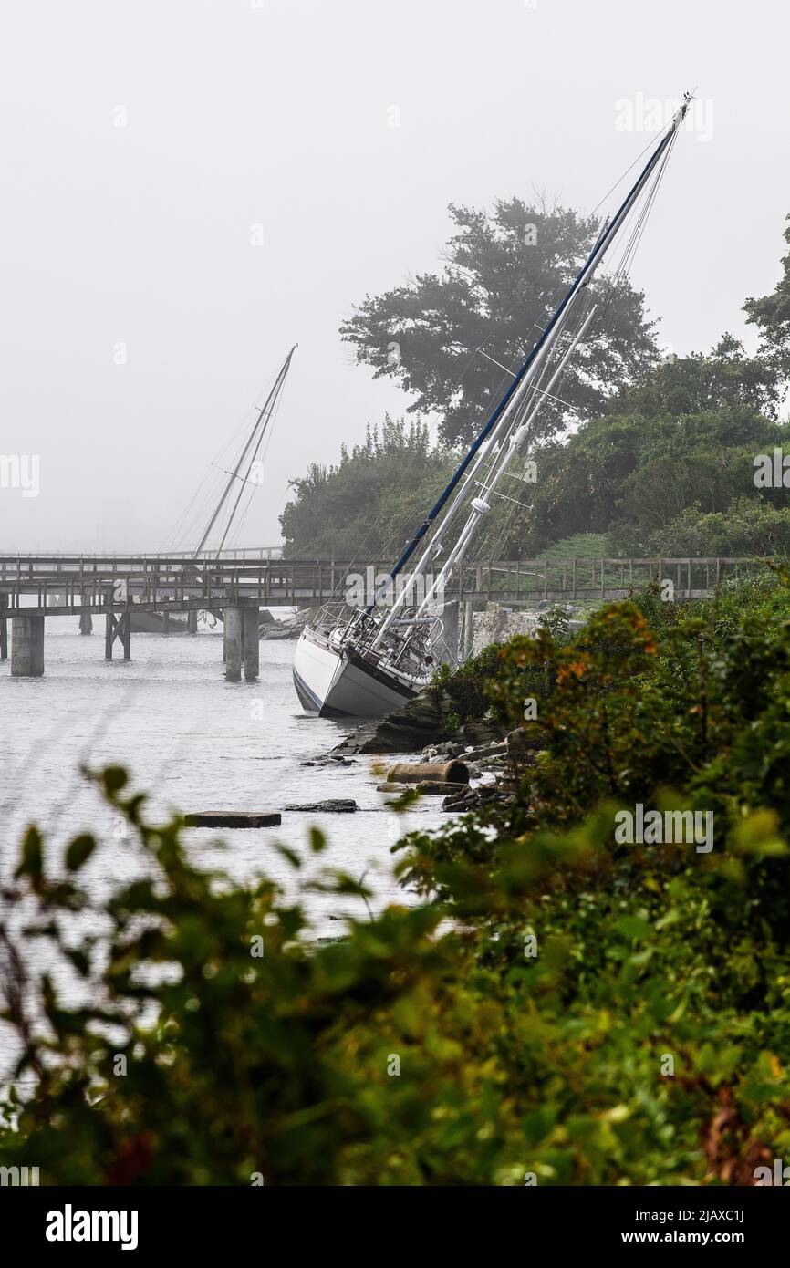 Stock photos of Tropical Storm Henri from 2021 hitting Newport, Rhode ...
