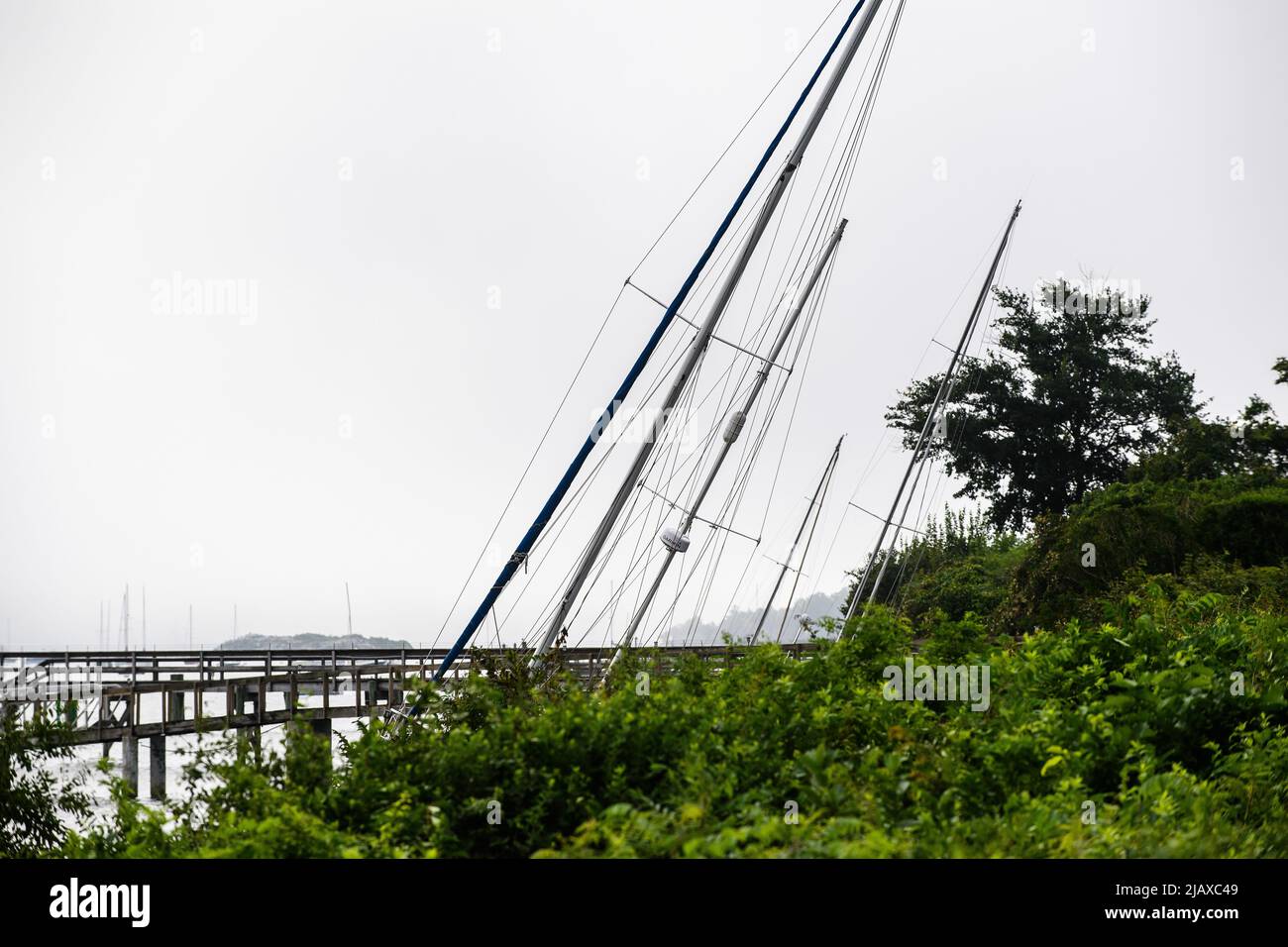 Stock photos of Tropical Storm Henri from 2021 hitting Newport, Rhode ...