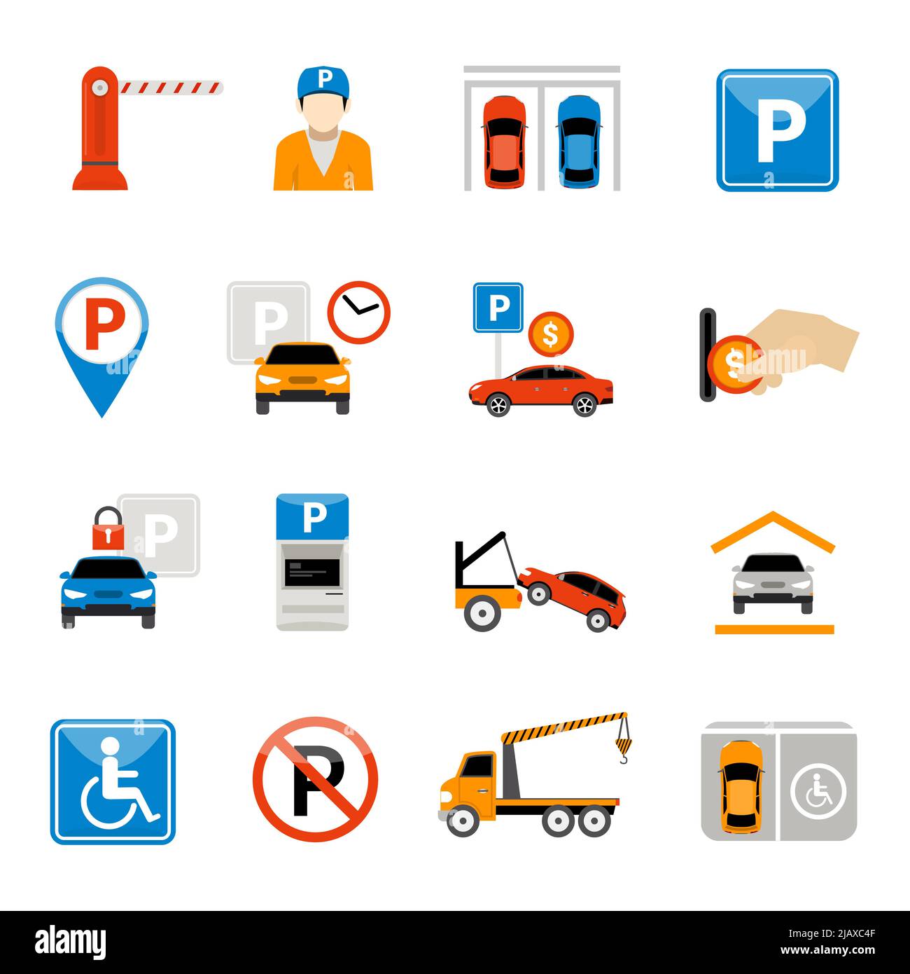 Set of parking isolated abstract icons with special signs equipment ...