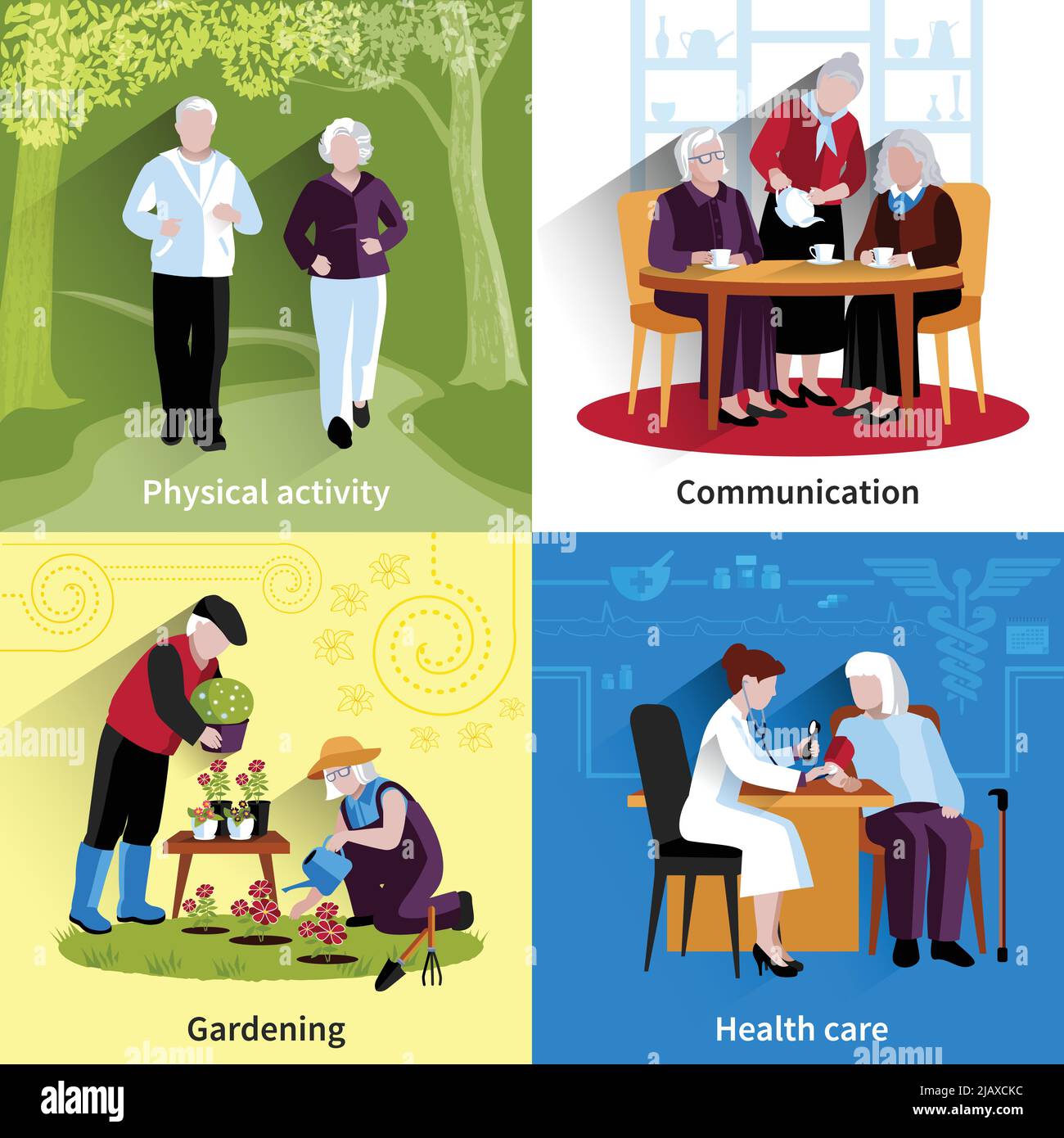 Elderly People Icons Set. Elderly People Vector Illustration. Elderly ...
