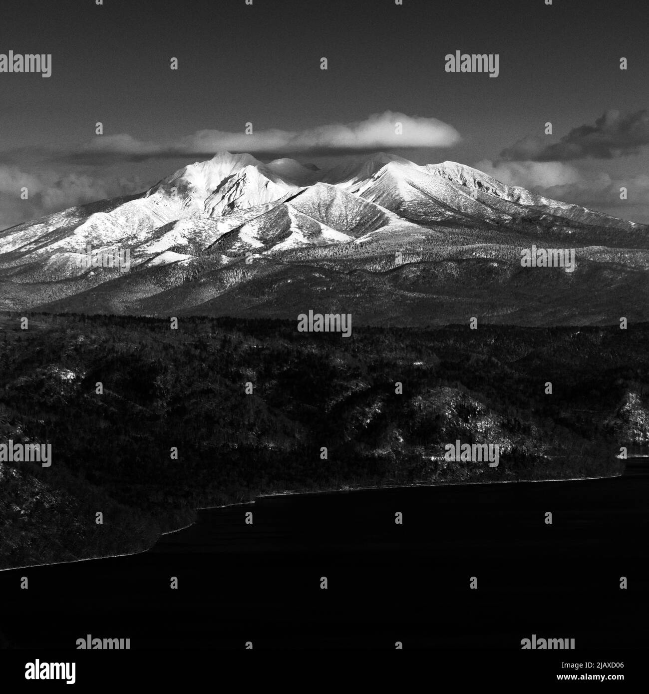 Winter view of Mount Shari covered in snow, Hokkaido, Japan Stock Photo ...